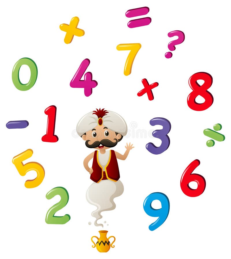 Giant and the Lamp with Many Numbers Stock Vector - Illustration of ...