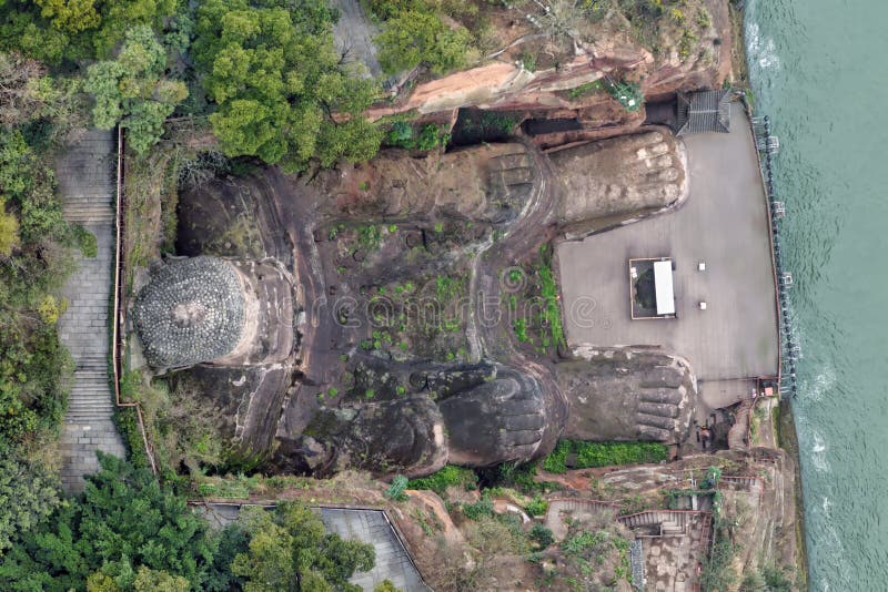 Giant Leshan Buddha Near Chengdu, China Stock Image - Image of carved ...