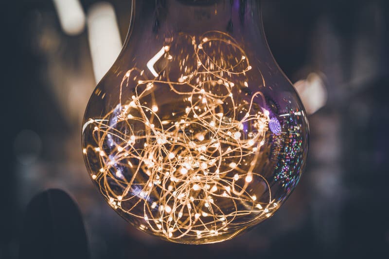 Giant Light Bulb with Light Garlands Stock Image - Image of garlands ...