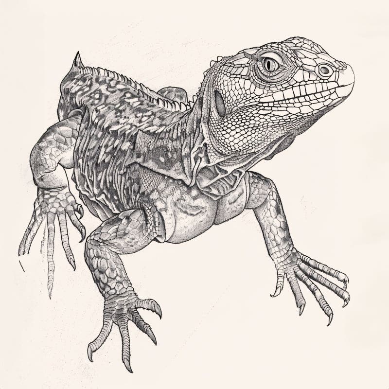 Giant Lizard - a Drawing of a Lizard Stock Illustration - Illustration ...