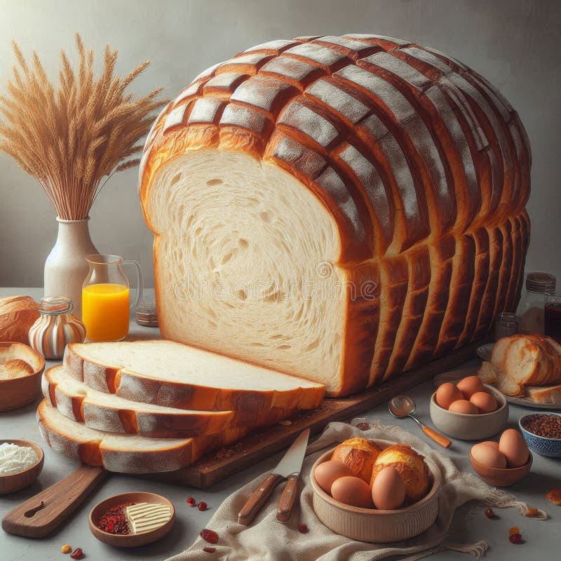 Giant Loaf of Bread with Thick Slices, Perfect for Sharing Stock ...