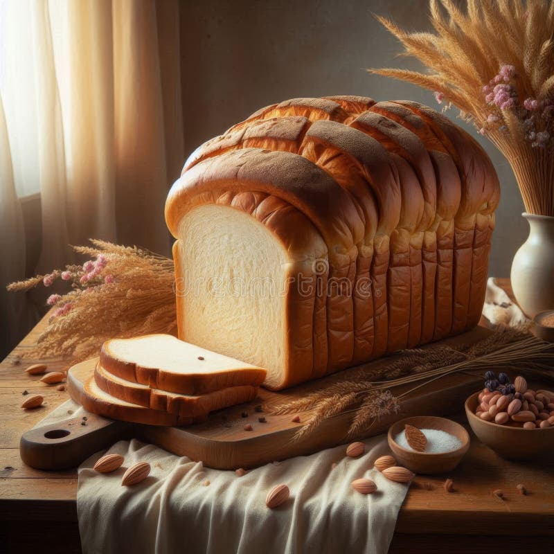 Giant Loaf of Bread with Thick Slices, Perfect for Sharing Stock ...