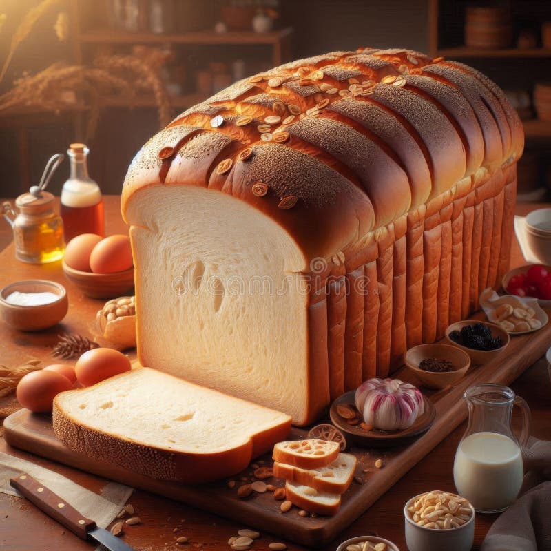 Giant Loaf of Bread with Thick Slices, Perfect for Sharing Stock ...