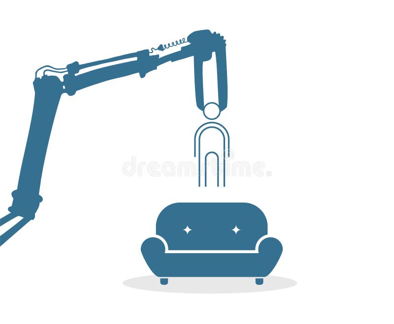 Giant Machine Arm and Sofa Draw Stock Vector - Illustration of black ...