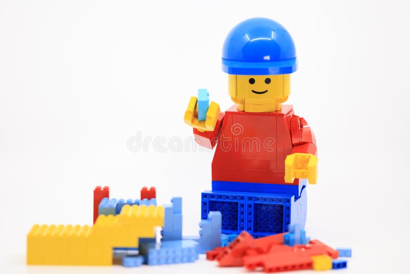 The Giant Man Build the Brick Wall Stock Image - Image of construction ...