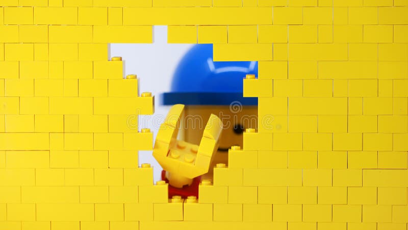 A Giant Man Make a Punch and Break the Wall Stock Photo - Image of lego ...