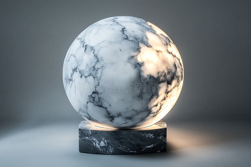 Giant Marble Ball Glowing Against a Solid Color Background Stock ...