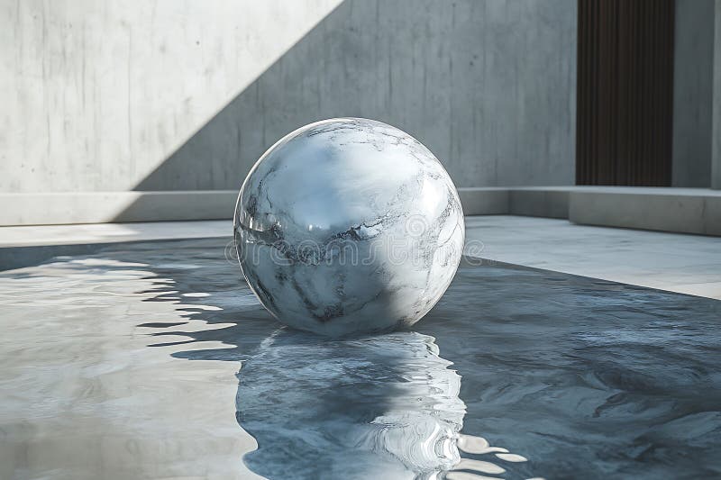 Giant Marble Ball Glowing Against a Solid Color Background Stock ...