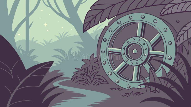 Giant Mechanical Gear in Dense Forest, Vector Design Generative AI ...