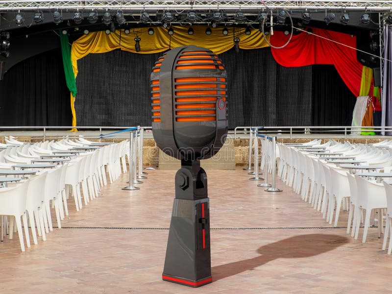 Giant microphone and stand stock image. Image of microphone - 61420367
