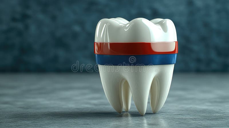 Giant Molar with Red and Blue Bands on Gray Background Stock Photo ...