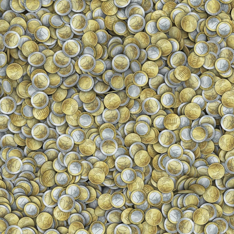 Giant Money Background with Different Euro Coins Stock Illustration ...