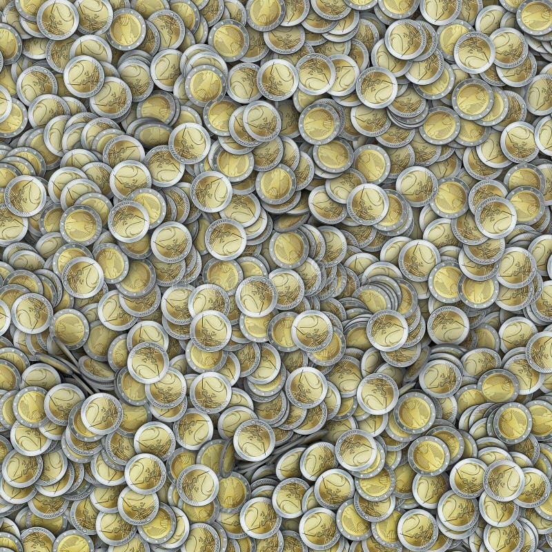 Giant Money Background Two Euro Coins Stock Illustration - Illustration ...