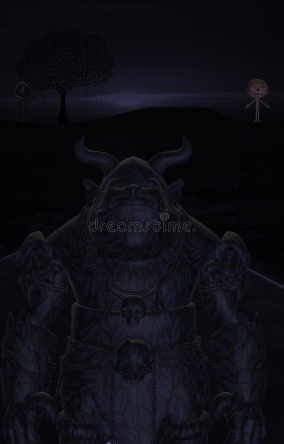 A Giant Monster in the Dark Night in the Devil Forest Stock ...