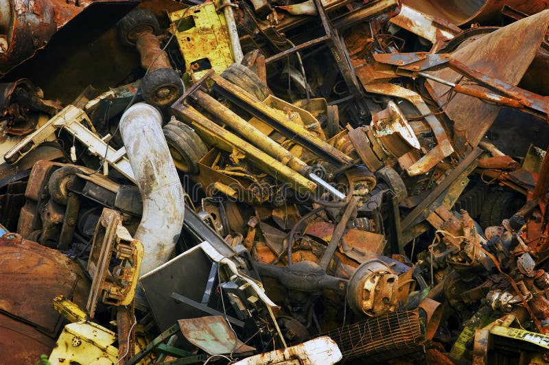 Giant Mountain of Heavy Scrap Metal Stock Photo - Image of landfill ...