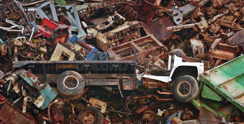 Giant Mountain of Scrap Heavy Metal Stock Image - Image of protection ...