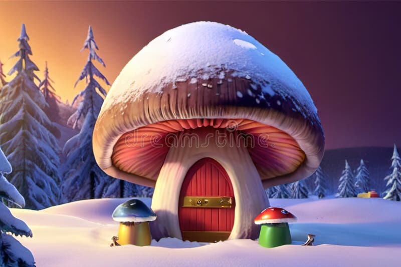 Giant Mushroom House with Christmas Theme in the Snow at 17-9-2024 ...