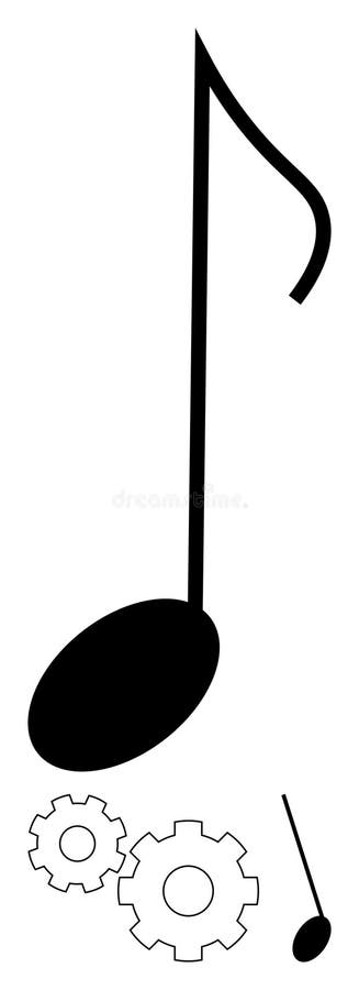 Giant Music Note Combined with Two Gears and Tiny Note Outlines Idea of ...