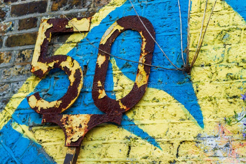 Giant number 50 stock image. Image of rusty, detail - 261456919