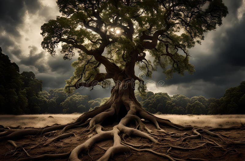 A giant oak tree stock illustration. Illustration of nature - 320682030