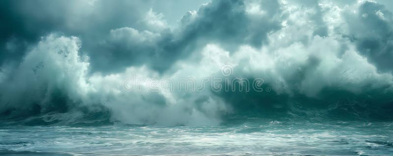 Giant Ocean Waves during a Powerful Storm Under Clouds Stock Photo ...