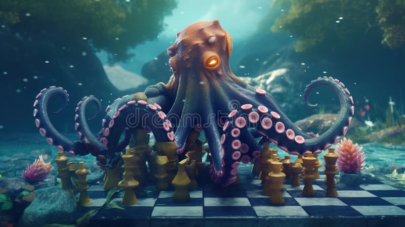 A Giant Octopus Sitting on Top of a Chess Board. Generative AI Image ...