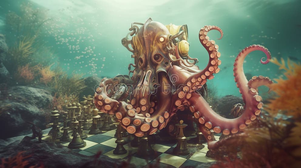 A Giant Octopus Sitting on Top of a Chess Board. Generative AI Image ...