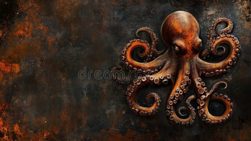 Giant Octopus Tentacles Spread Threateningly, Industrial Steampunk Art ...