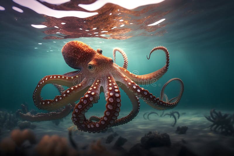 Giant Octopus is Under the Endangered Species Stock Illustration ...