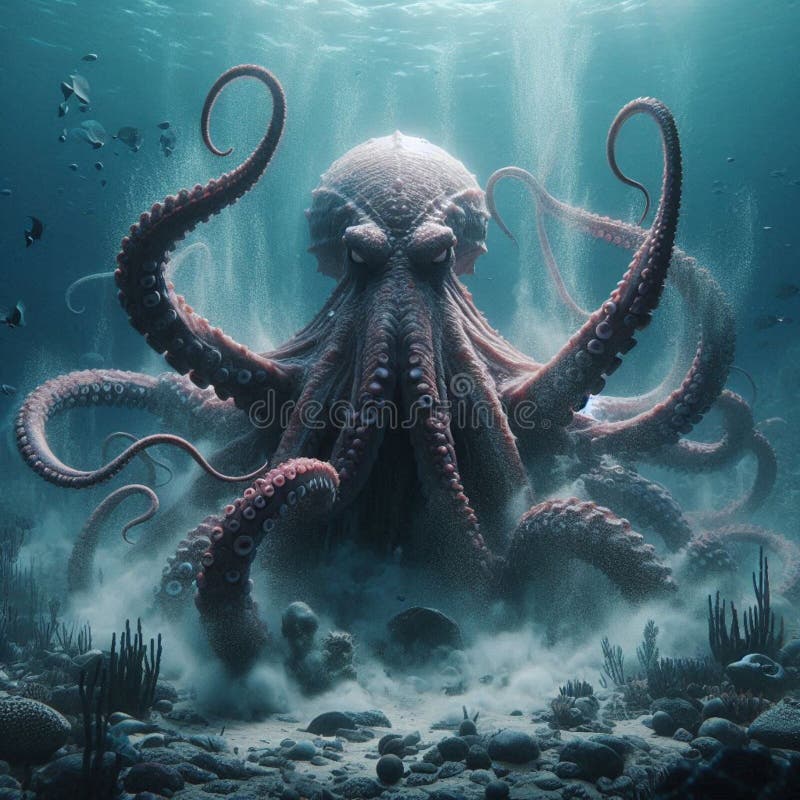 Giant Octopus Very Angry on the Deep Sea Stock Photo - Image of angry ...