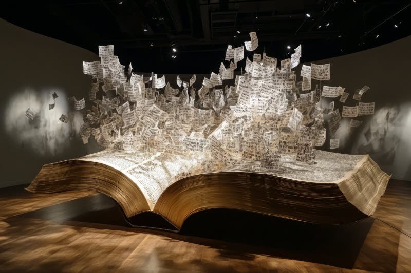 A Giant Open Book Where Words Float Off the Pages, Forming Twisting ...