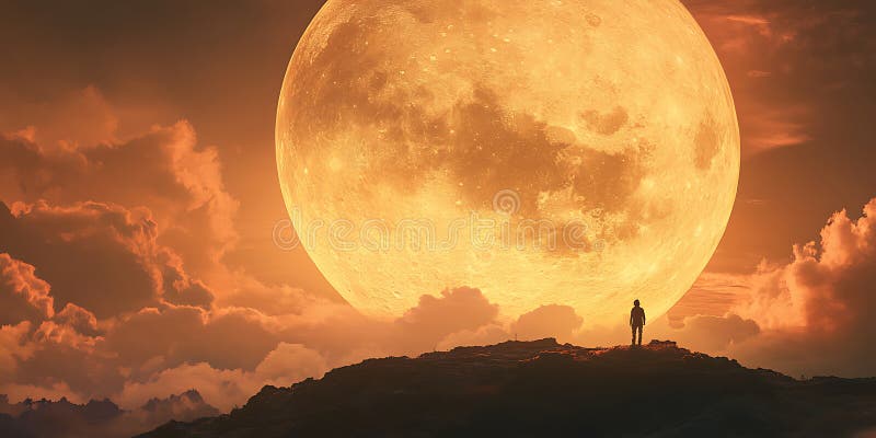 Giant Orange Moon Wallpaper Sunset Sky Dramatic Landscape Fantasy ...