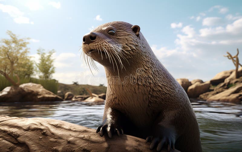Giant Otter Legacy stock image. Image of species, water - 344166187