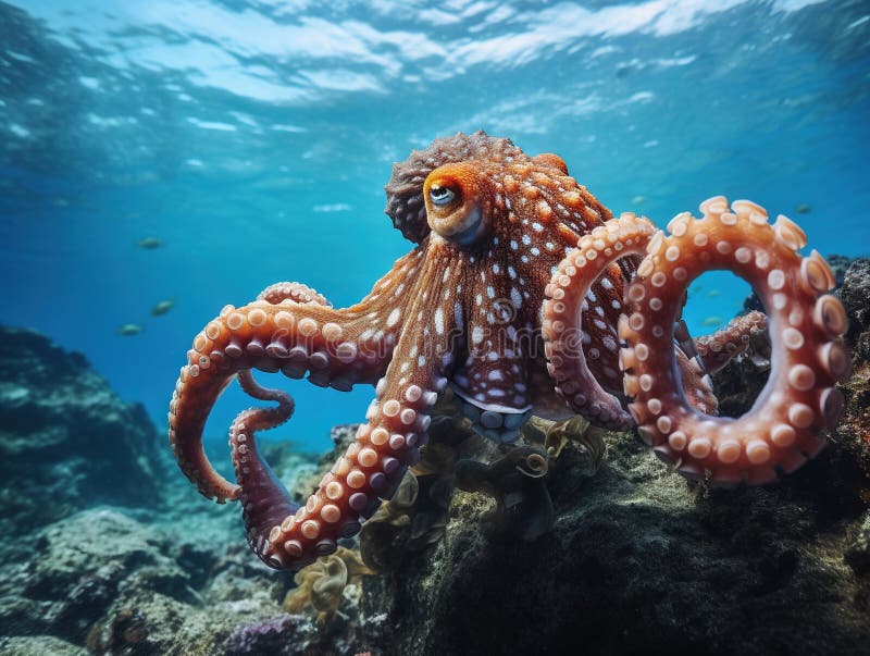 Giant pacific octopus stock illustration. Illustration of summer ...