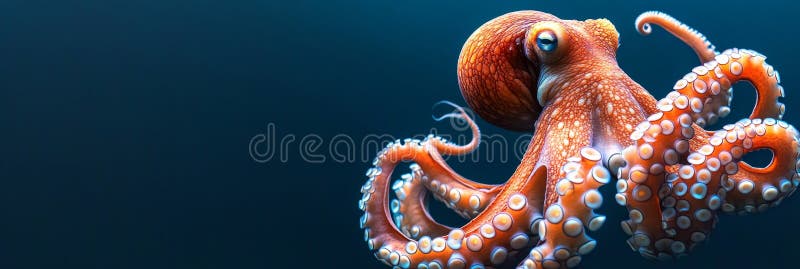 Giant Pacific Octopus Gracefully Navigating the Deep Blue, a Stunning ...