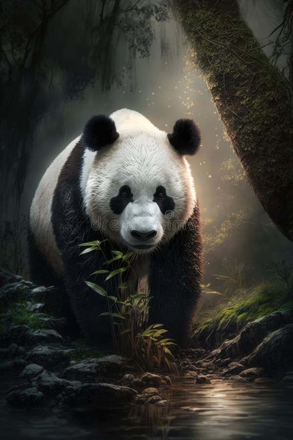 Giant Panda in the Forest, AI Generated Stock Illustration ...