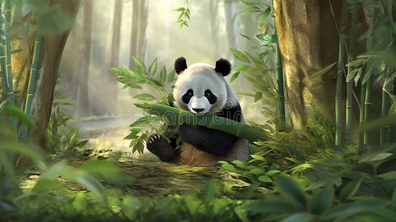 Giant Panda in the Jungle. Ai Generative Stock Illustration ...