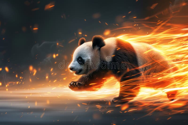 The Giant Panda is Running Fast. 3d Illustration Stock Illustration ...