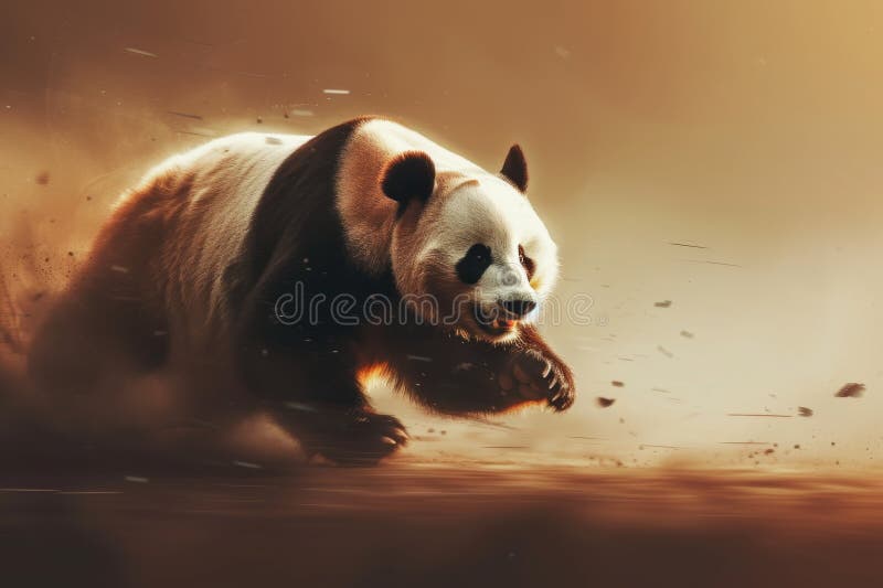 The Giant Panda is Running Fast. 3d Illustration Stock Illustration ...