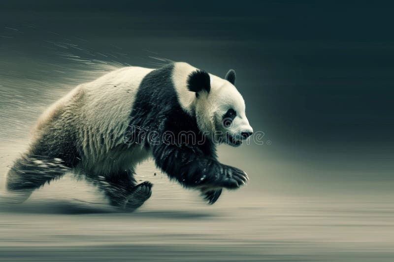 The Giant Panda is Running Fast. 3d Illustration Stock Illustration ...