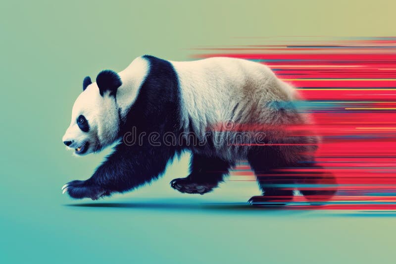 The Giant Panda is Running Fast. 3d Illustration Stock Illustration ...