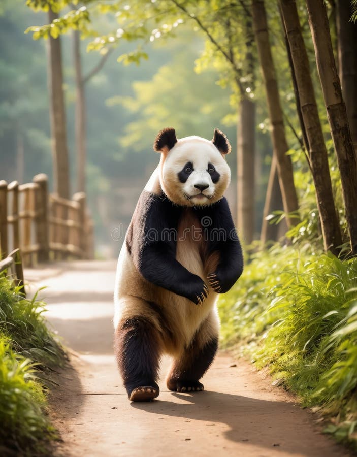 A giant panda is walking stock illustration. Illustration of wildlife ...