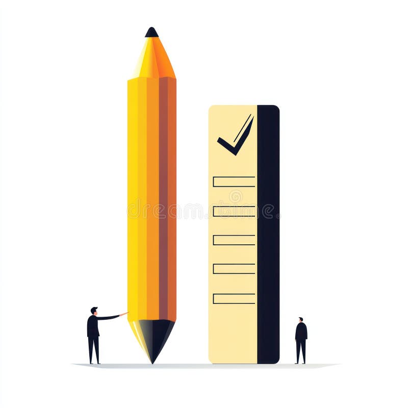 Giant Pencil and Checklist Illustration, a Visual Metaphor for Task ...