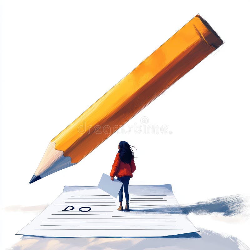 Giant Pencil and To Do List Illustration, a Surreal Artwork Stock ...