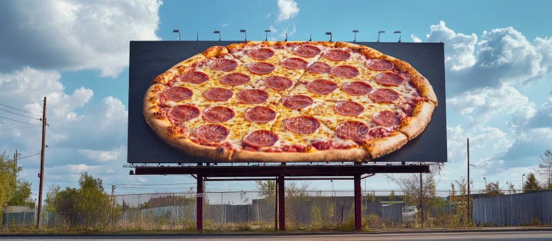 A Giant Pepperoni Pizza on a Billboard Advertisement Stock Illustration ...