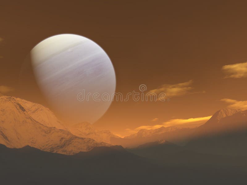 Giant planet rise stock illustration. Illustration of moons - 2535143