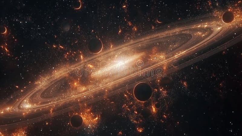 Giant Planets with Stunning Rings Float in the Dark Expanse of Space ...