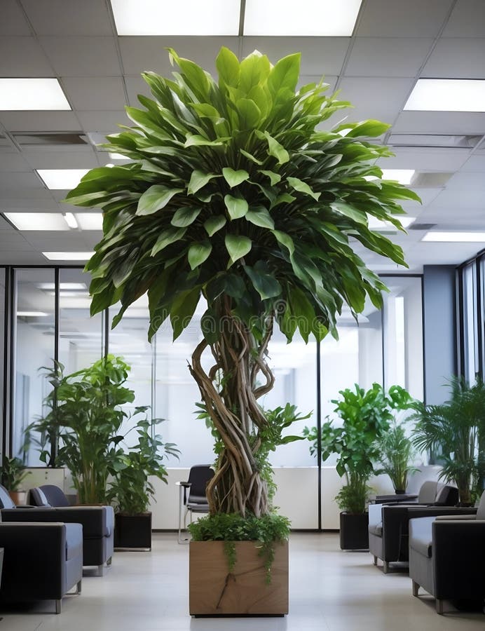 A Giant Plant with Leaves and Shadows, AI-generated. Stock Illustration ...
