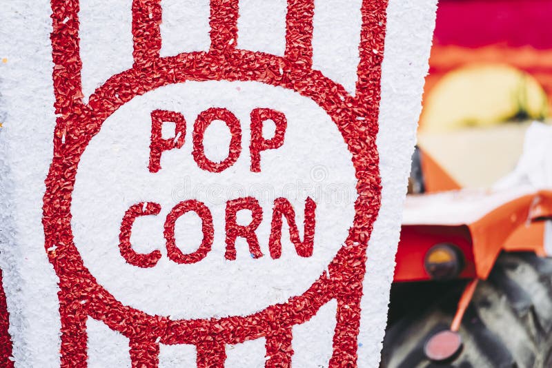 Giant Pot of Popcorn with Red and White Text Stock Image - Image of ...
