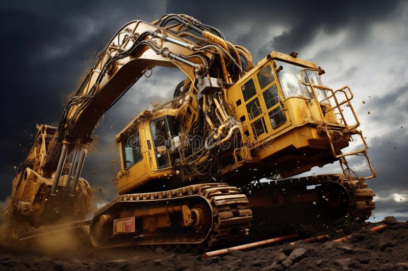 Giant Industrial Machine on Construction Site Outdoor. Generative AI ...